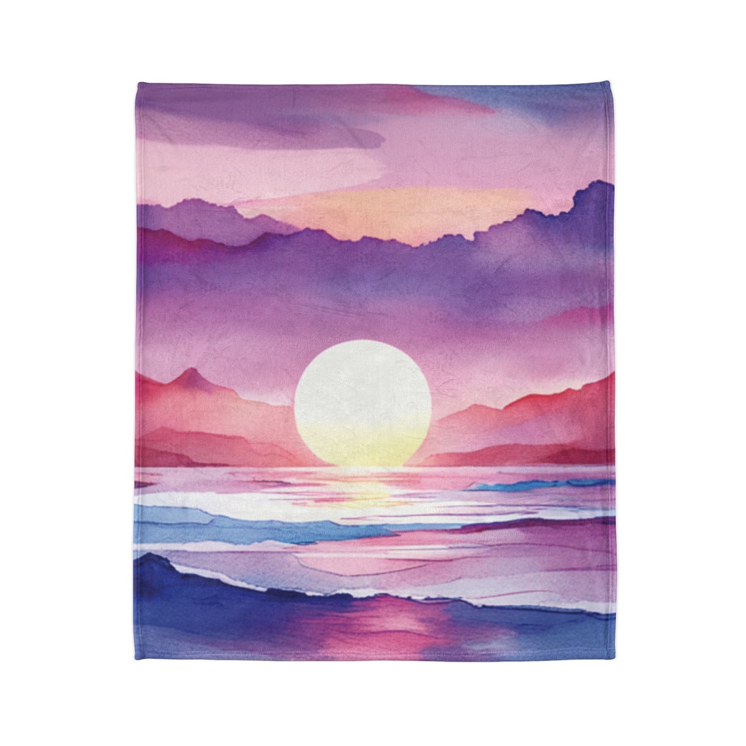 Purple Hazy Sunset at the Beach- Soft Polyester Throw Blanket - Etsy
