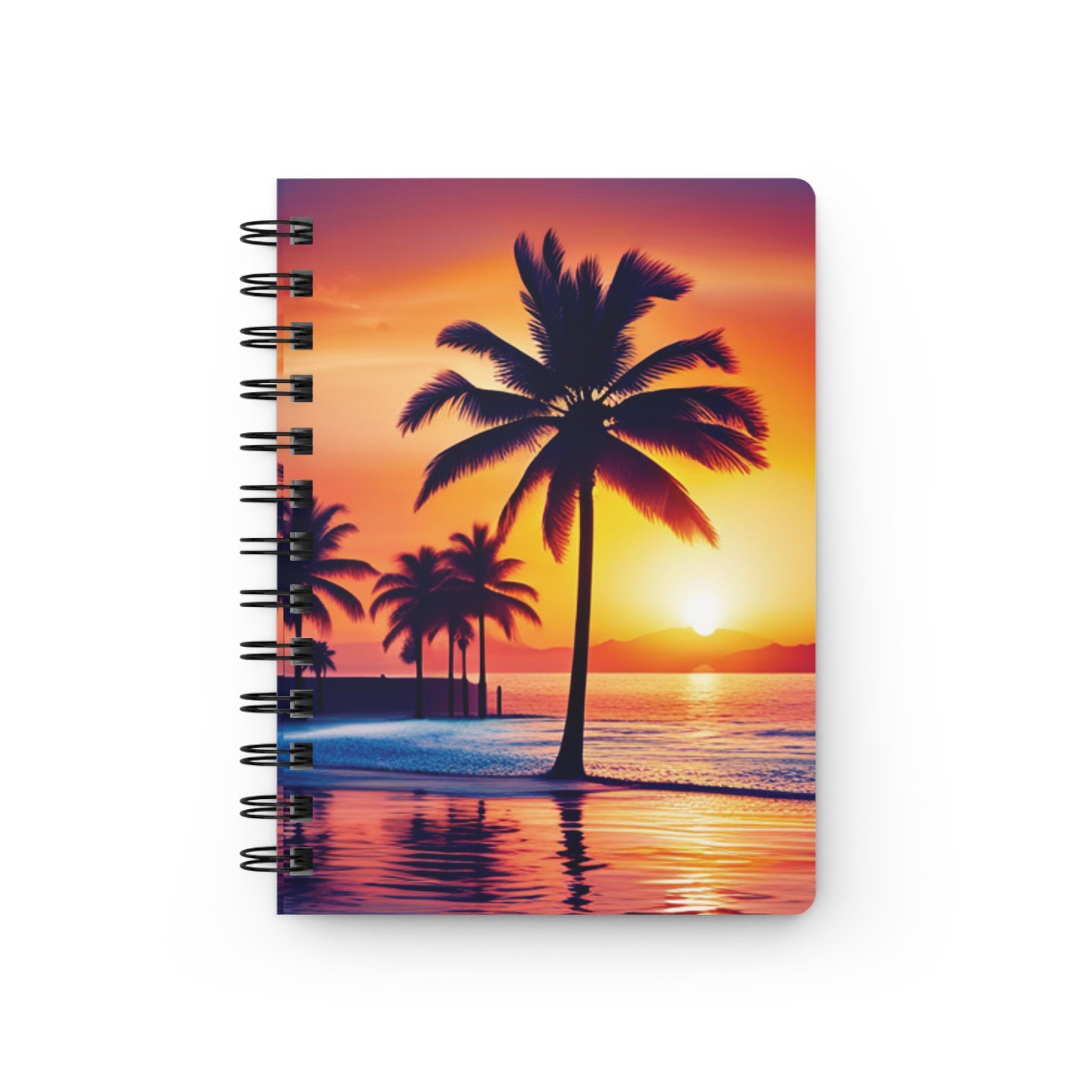 Palm Trees on the Sunset Beach - Spiral Bound Journal - Etsy