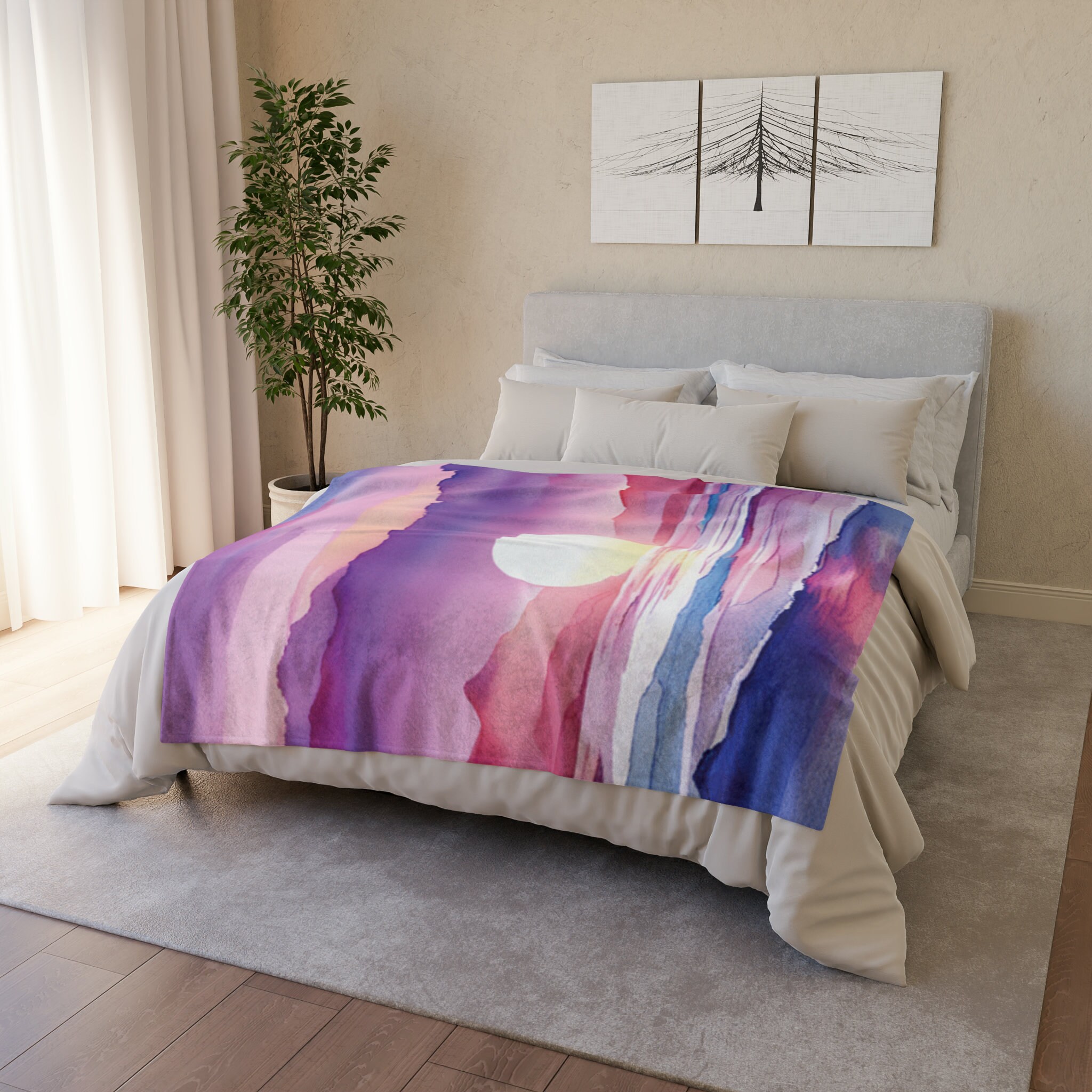 Purple Hazy Sunset at the Beach- Soft Polyester Throw Blanket - Etsy