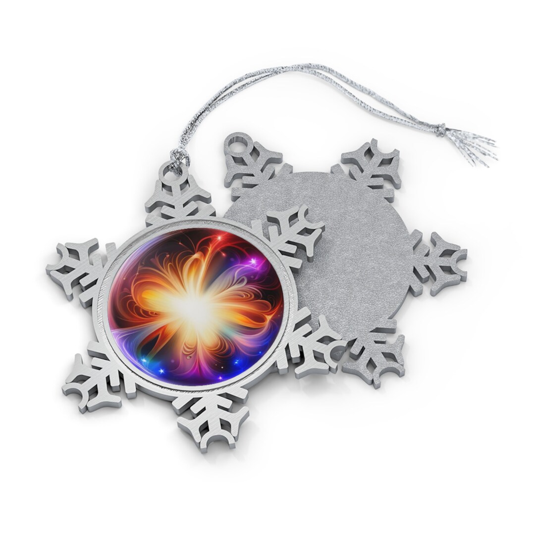 Star Supernova Explosion - AI Art - Pewter Snowflake Christmas Ornament ...