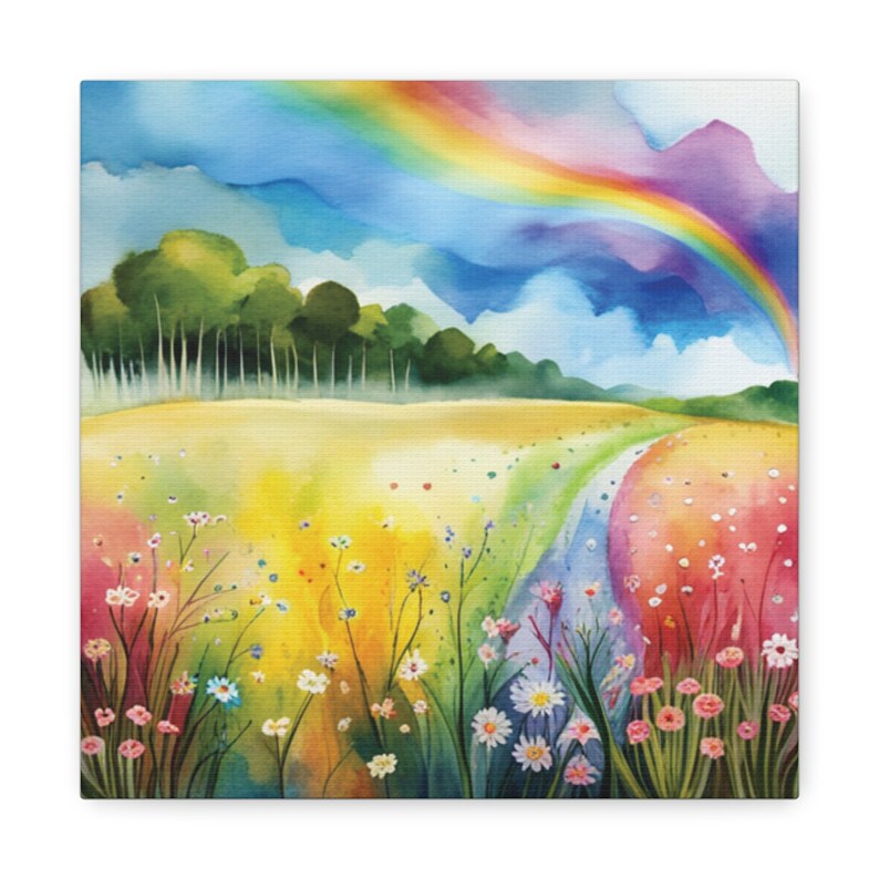 Whimsical Field of Wild Flowers Rainbow - Canvas Gallery Wraps - Etsy