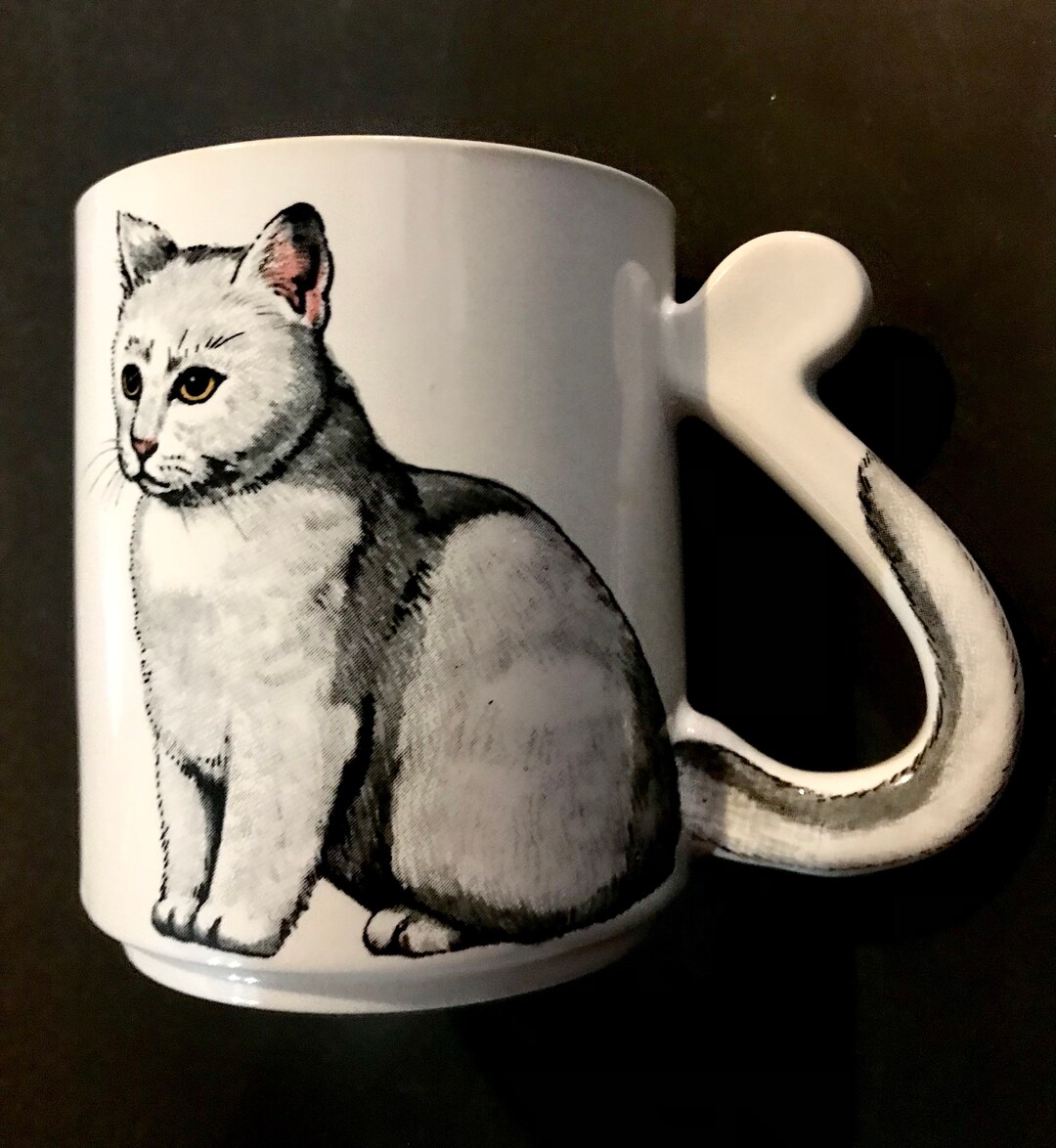 Vintage Cat Coffee Mug With Tail Handle Made in Japan - Etsy