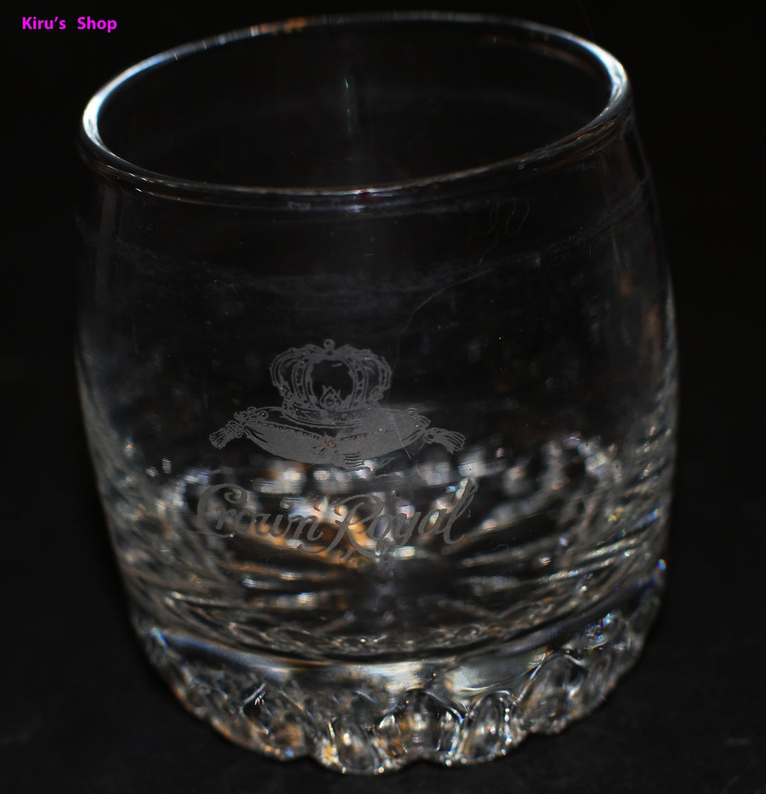Crown Royal Canadian Whisky Etched Tumbler Glass, Heavy Rocks Glass ...