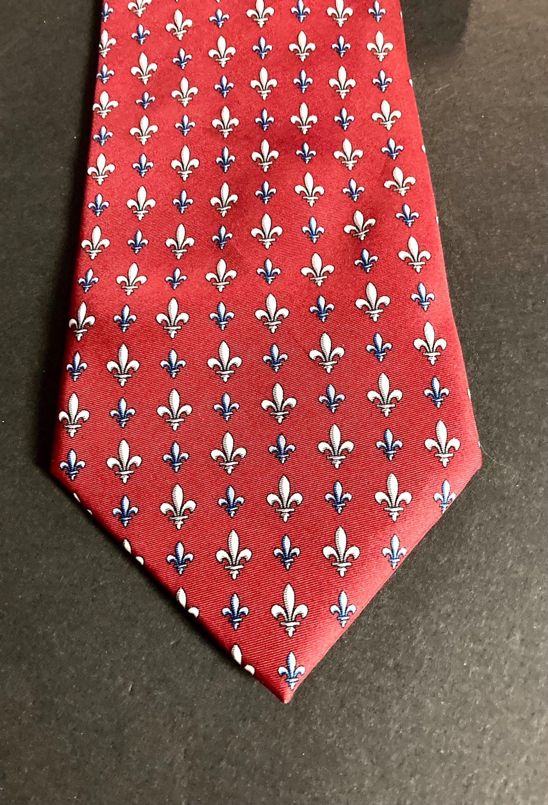 French Heraldry Red Necktie, Fleur-de-lis Silk Tie, Designed in Italy ...