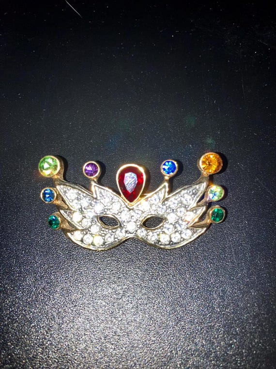 Brooch pin mask rhinestone - Gem