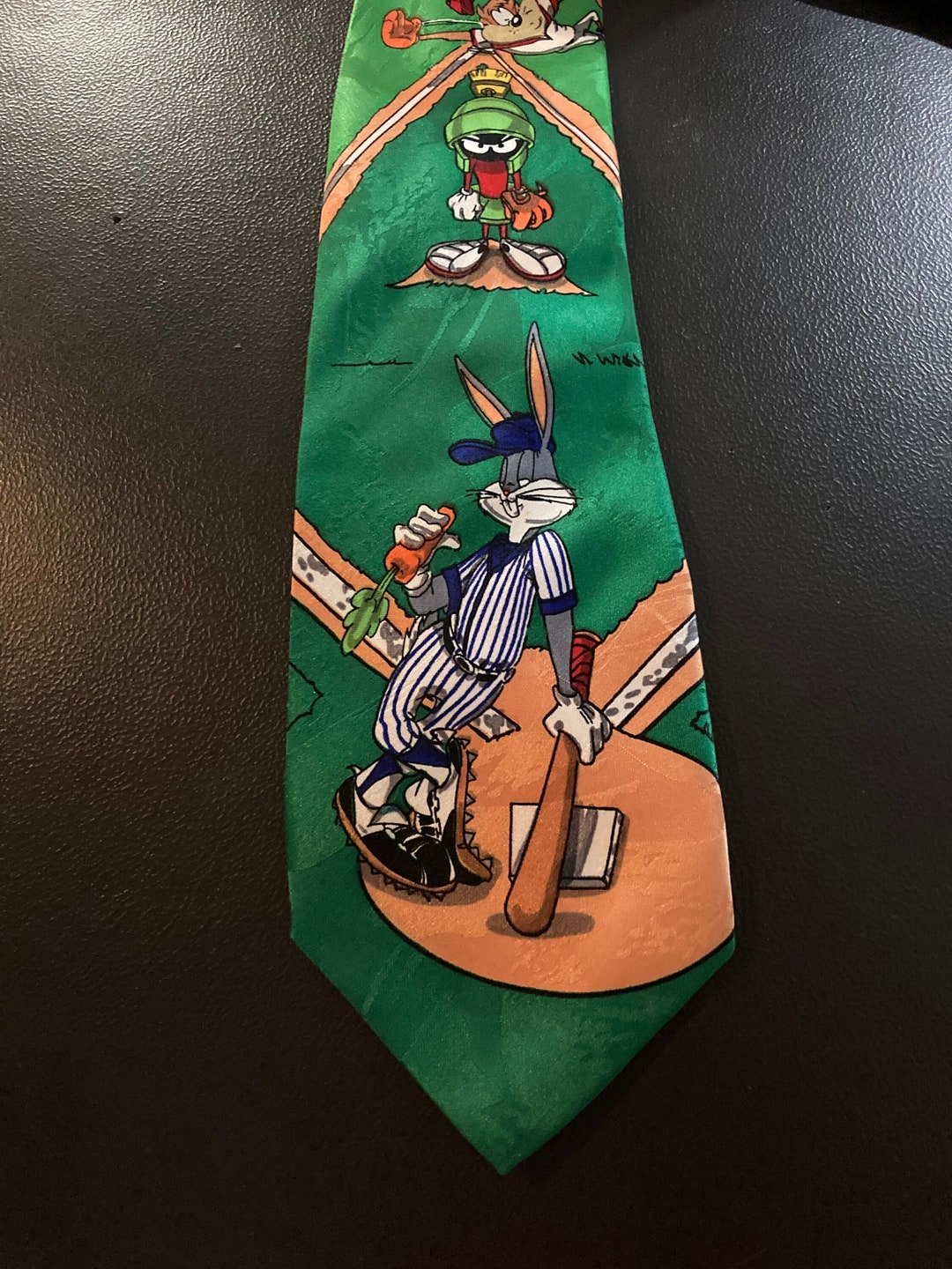 1990s, Vintage Looneytunes Mania Tie, 1993 Baseball Necktie, Bugs Bunny ...