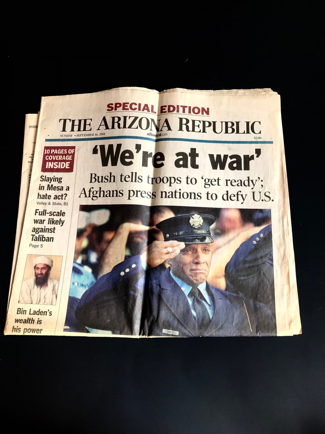2001, Vintage Original Newspaper, 9-11, “were at War”, Sunday ...