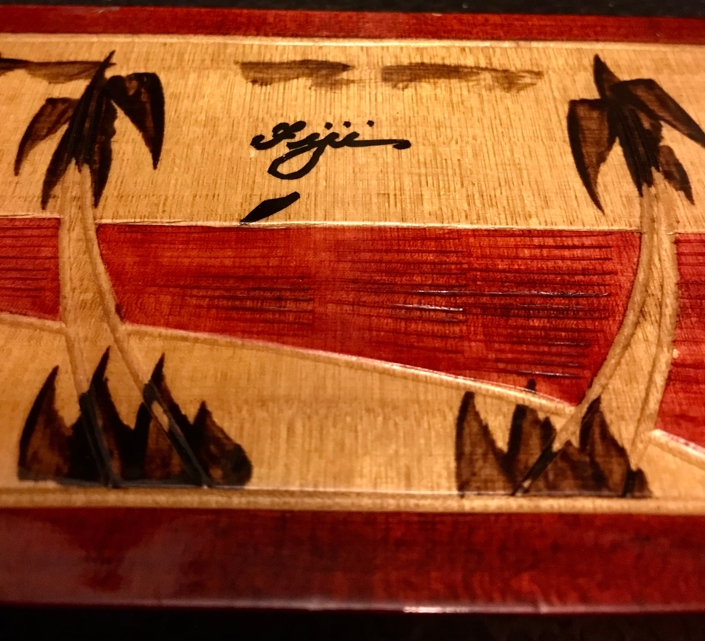 Fijian Wood Carving of Tropical Scenery, Bula, Fiji, 12 Wide Island ...