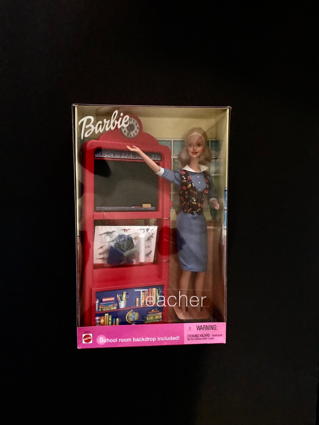 New Vintage 2000 Barbie Doll Teacher in School Room Backdrop, Original ...