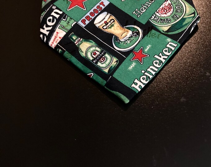 1990s, Vintage Heineken Beer Tie, 1997 Nicole Miller 4” Hand Sewn Silk ...
