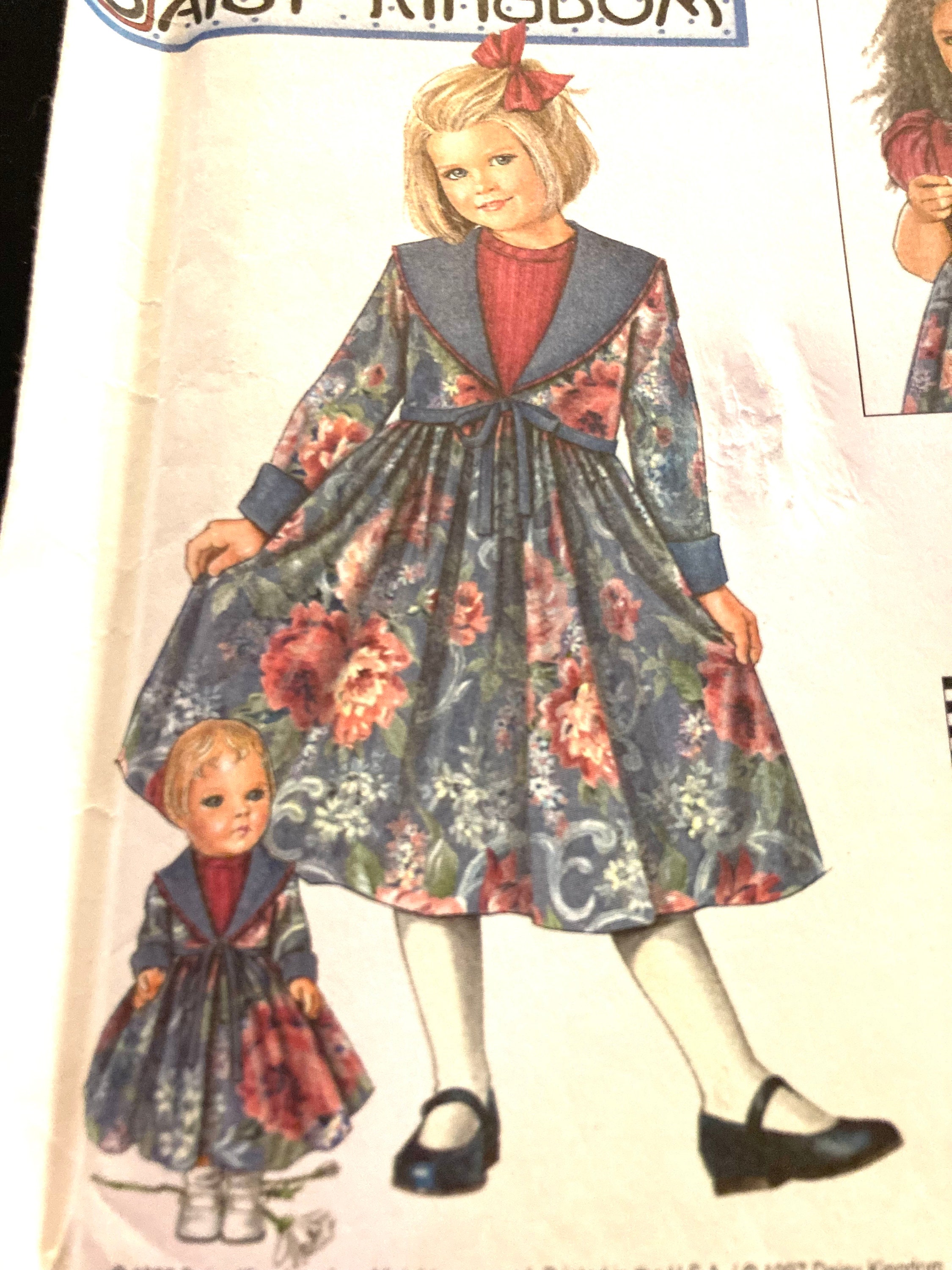 1990s, New Sewing Patterns, Little Girls Dress & Matching Doll Dress ...