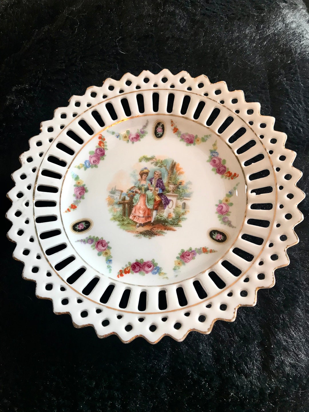 Vintage German Decorative Plate, 5.5 Inch Fancy Victorian Style Plate ...