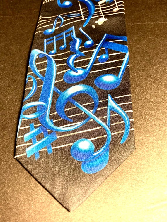1994, Vintage Musical Notes Tie, Necktie - Gem