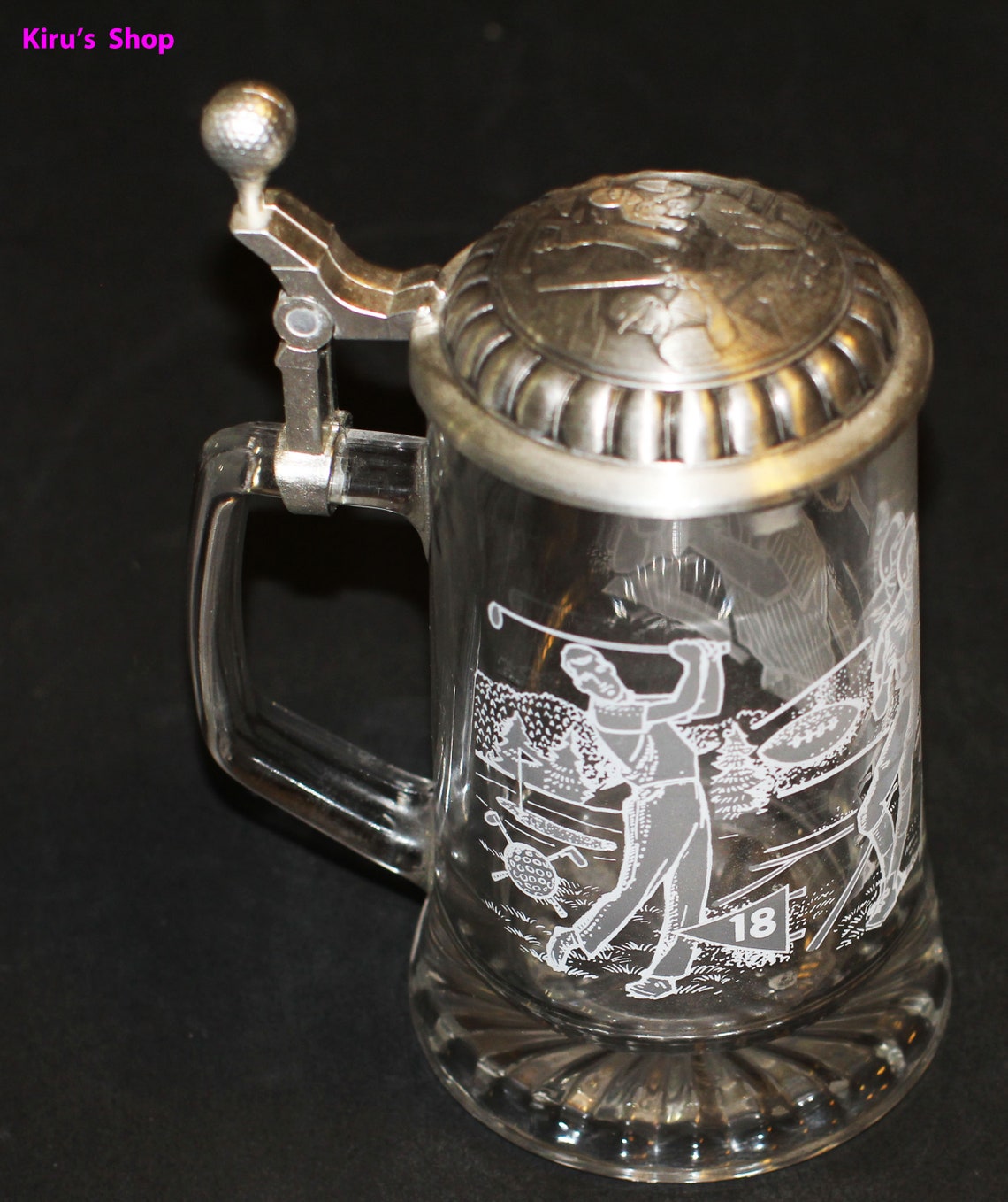 German Crystal Glass Beer Tankard Etched With Sports Figures - Etsy