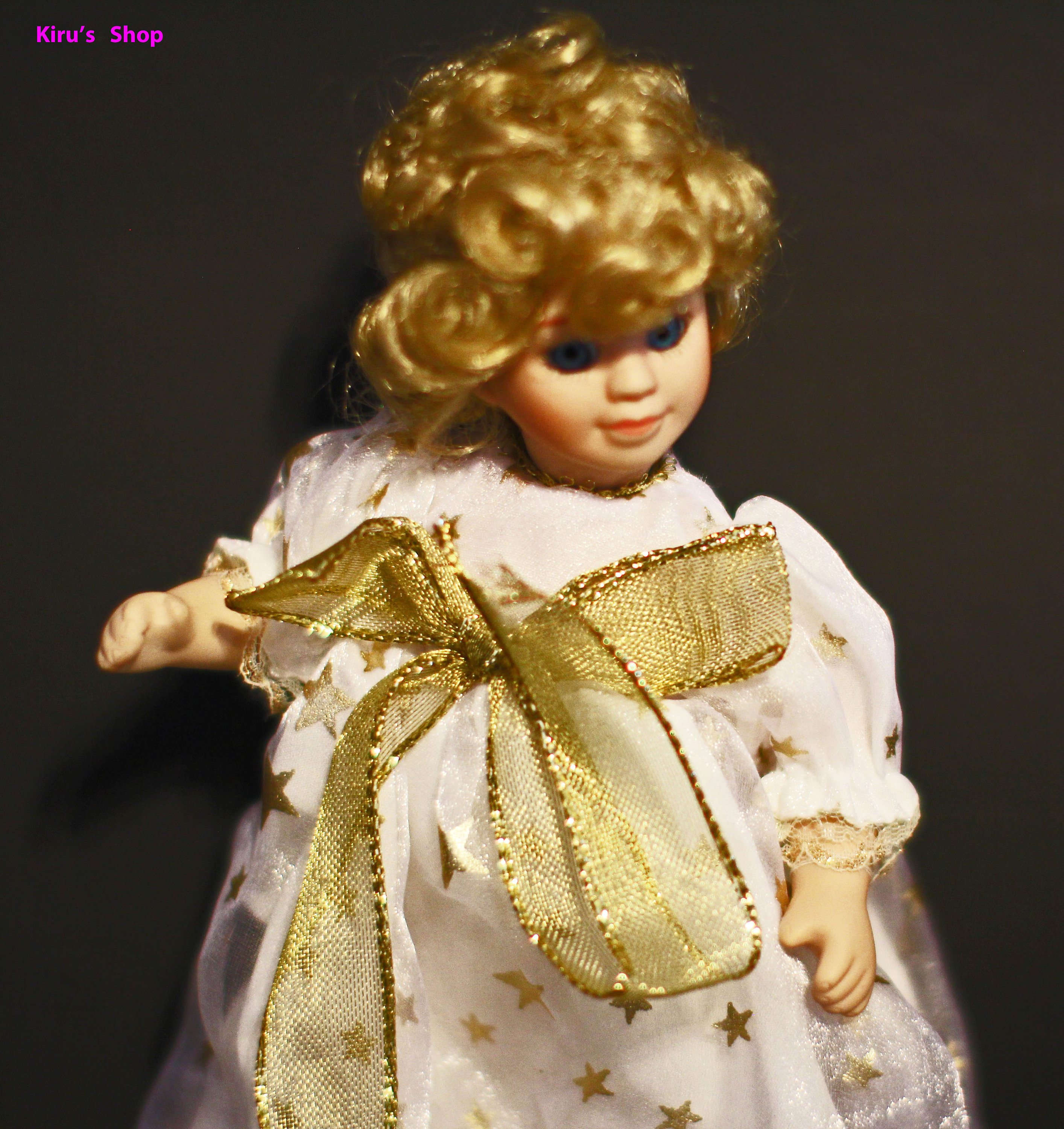 Delton 8.5" Blond Porcelain Doll in White & Gold Dress, Holiday Doll ...