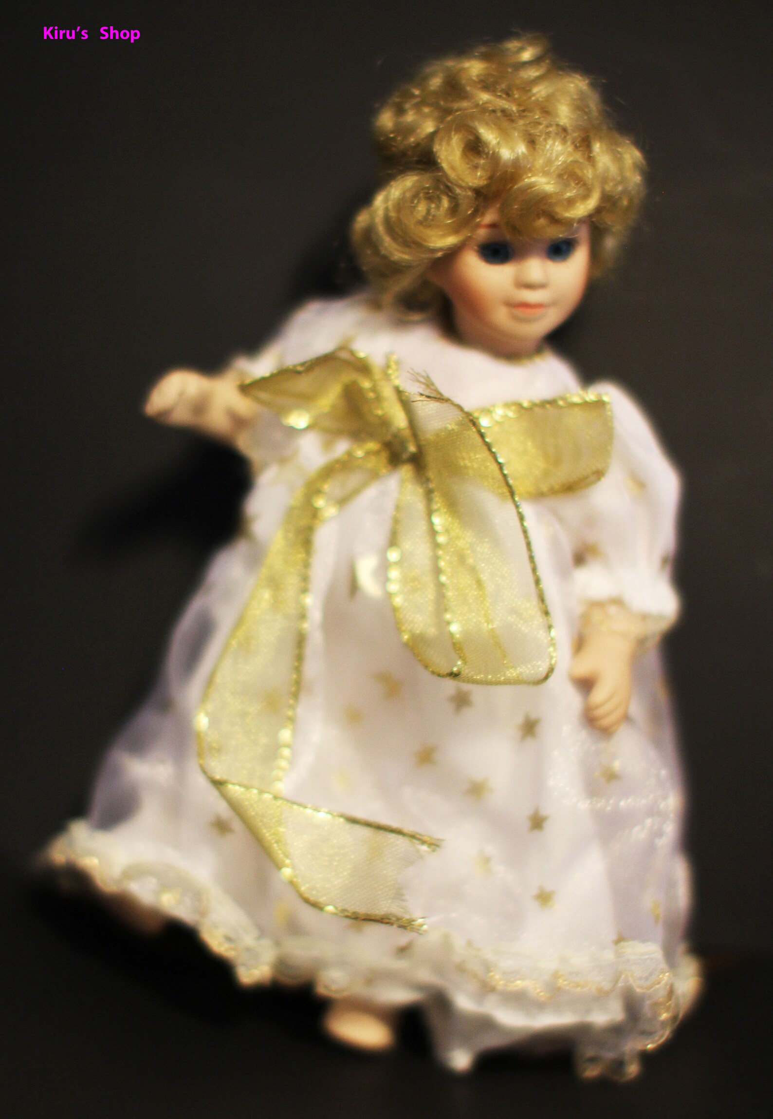 Delton 8.5" Blond Porcelain Doll in White & Gold Dress, Holiday Doll ...