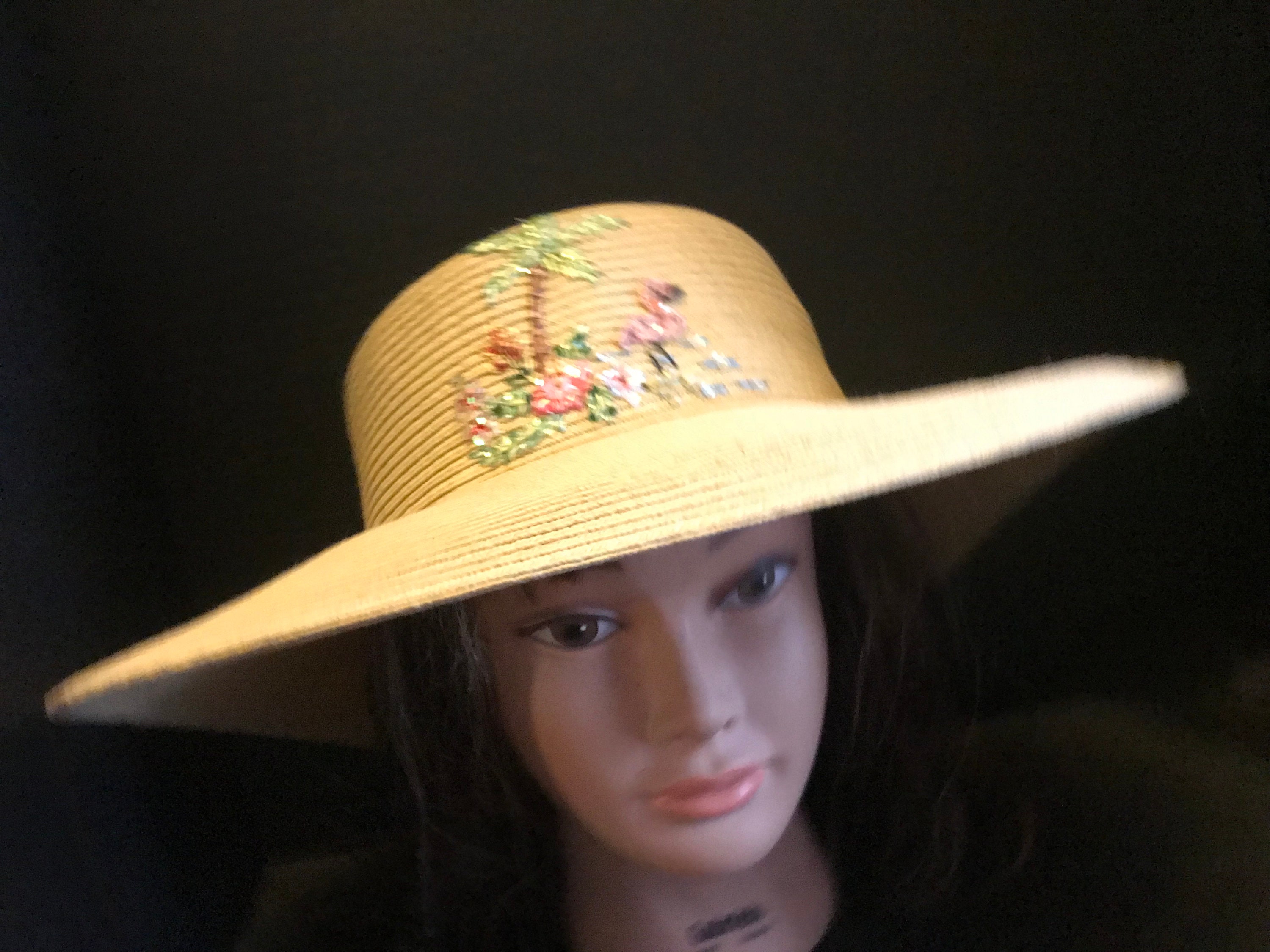 Vintage Cappelli Straworld Womans Sun Hat 2003 Embroidered - Etsy