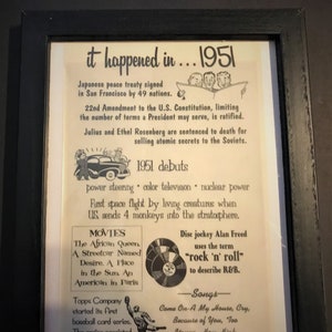 1950s, it Happened In...1951 Framed Picture, History, Fun Interesting ...