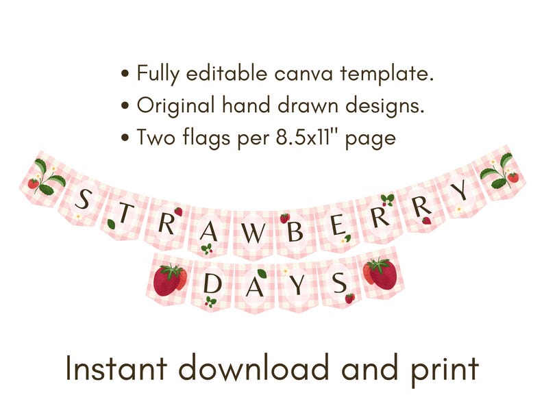 Editable Strawberry Banner - Etsy