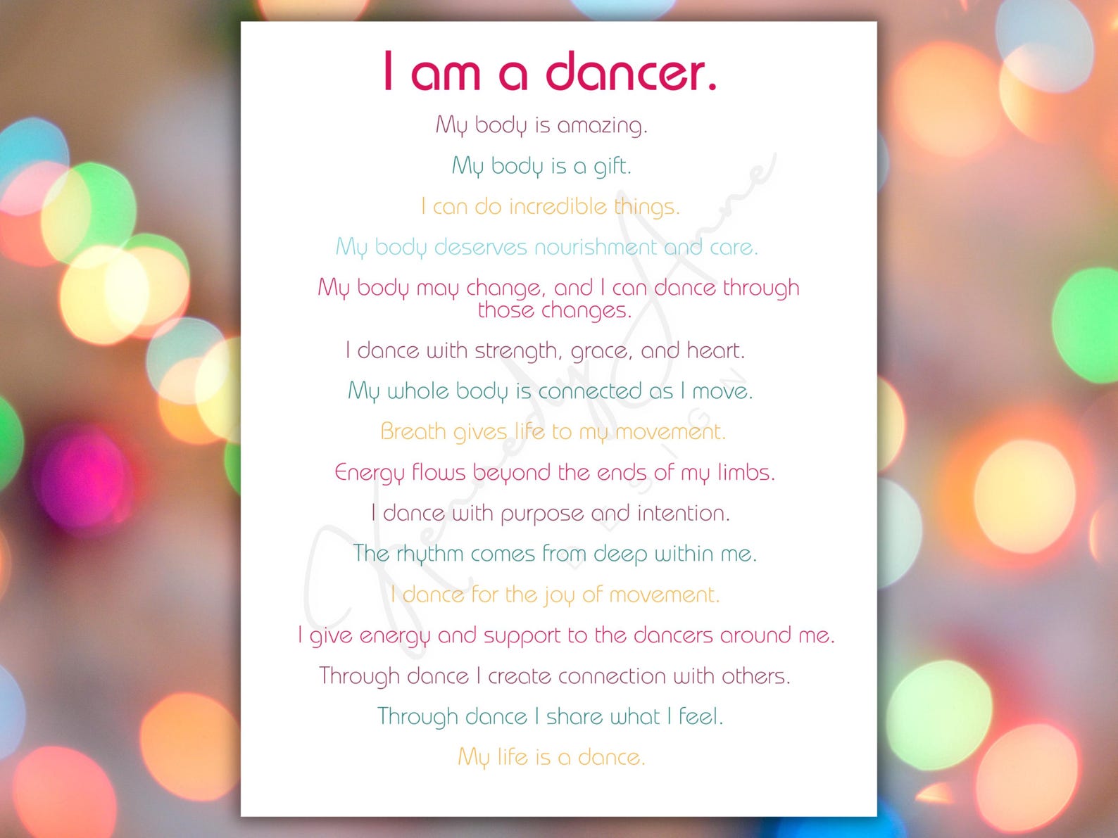 Dancer Affirmations - I Am a Dancer - Body Positivity - Etsy