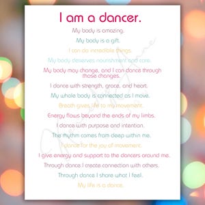 Dancer Affirmations - I Am a Dancer - Body Positivity - Etsy