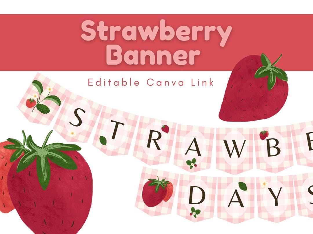 Editable Strawberry Banner - Etsy