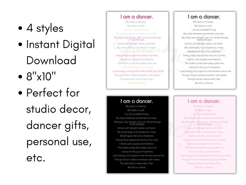Dancer Affirmations - I Am a Dancer - Body Positivity - Etsy