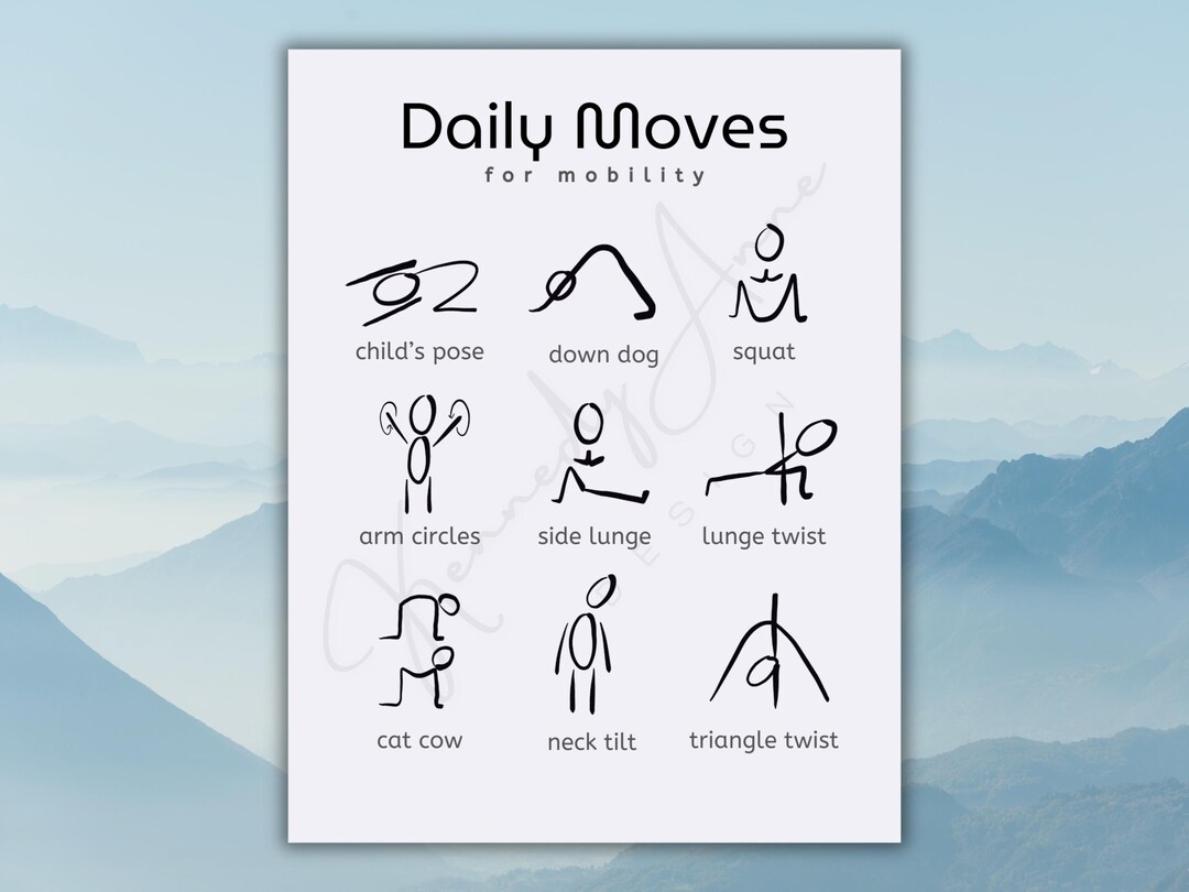 Mobility Poster Infographic, Daily Stretches, Body Affirmations - Etsy