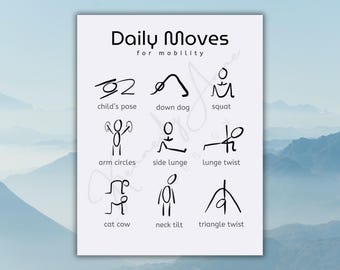Mobility Poster Infographic, Daily Stretches, Body Affirmations - Etsy