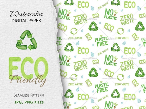 Earth Friendly Digital Paper Clipart Zero Waste Living - Etsy