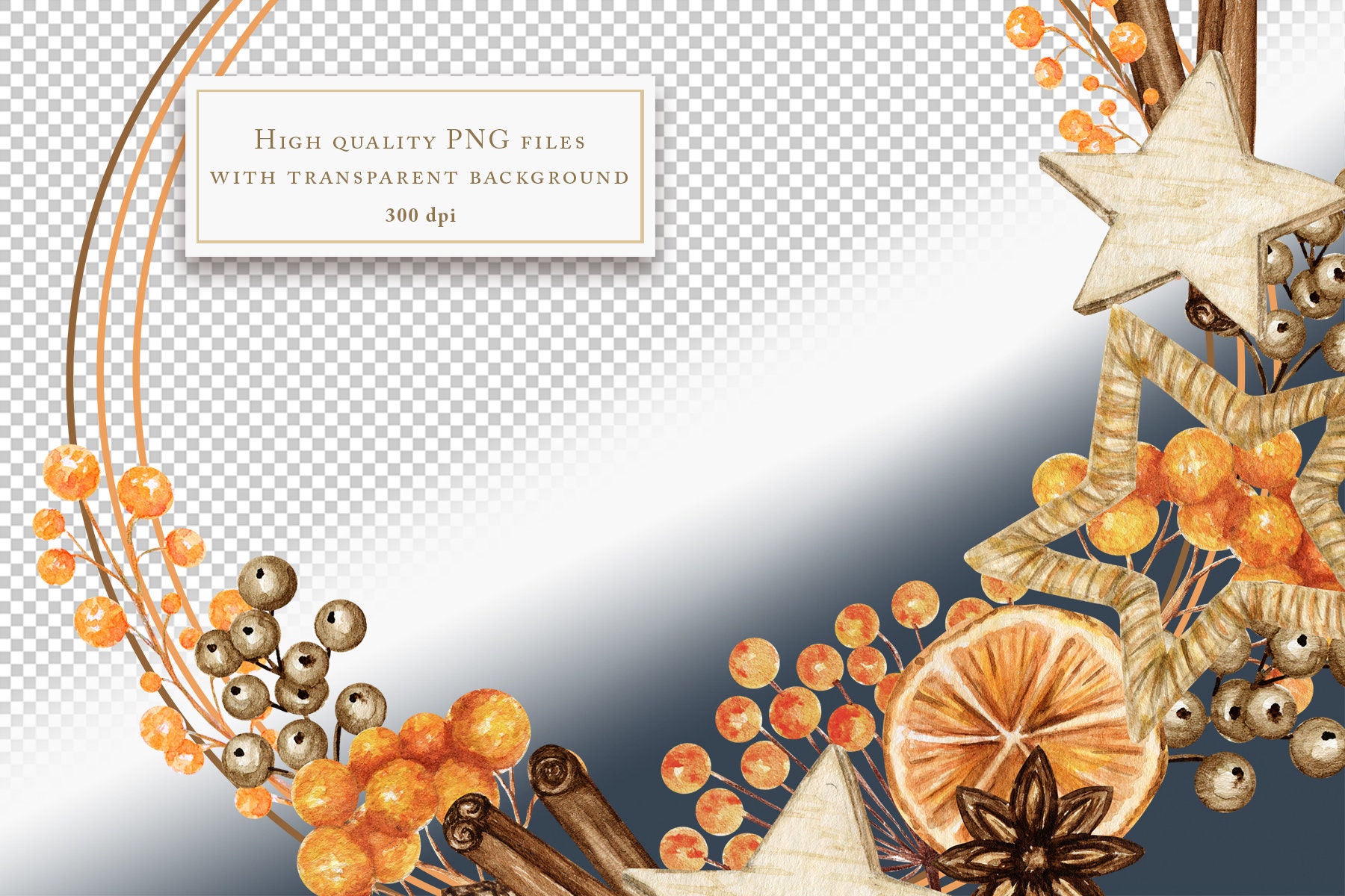 Watercolor Christmas Border, Wreath Clipart, Boho Style Winter Wedding ...