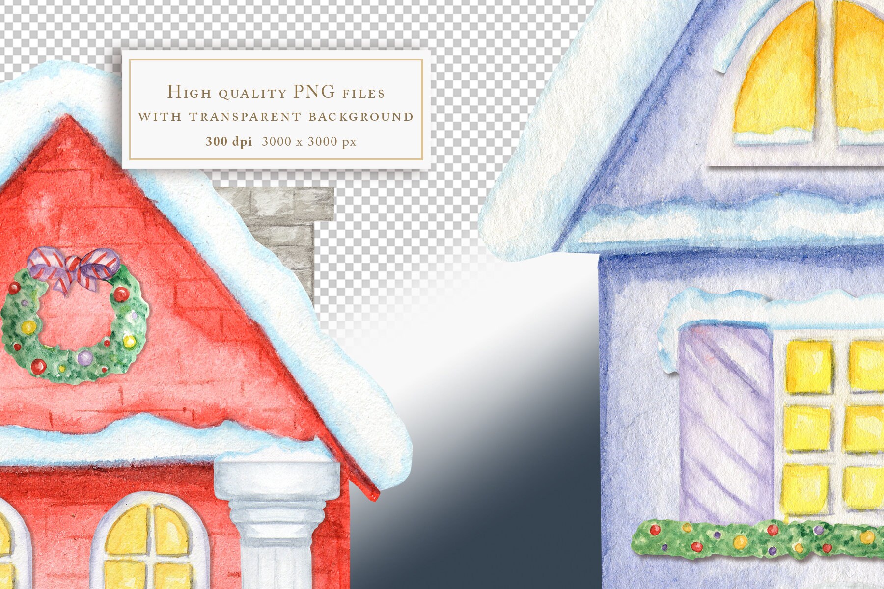 Christmas Winter Village Clipart, Watercolor Kids Houses Digital Paper ...