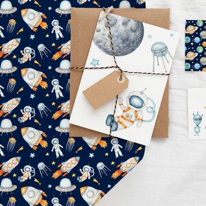 Watercolor Outer Space Planets Digital Paper Pack, Cosmos Night Sky ...