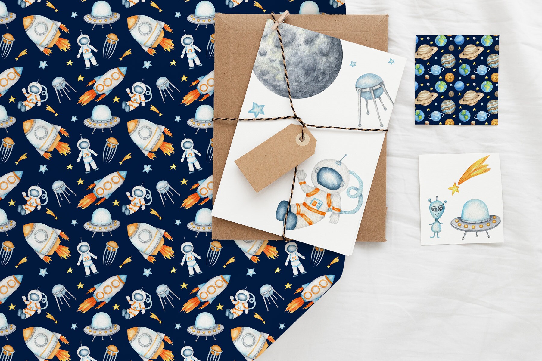 Watercolor Outer Space Planets Digital Paper Pack Cosmos - Etsy