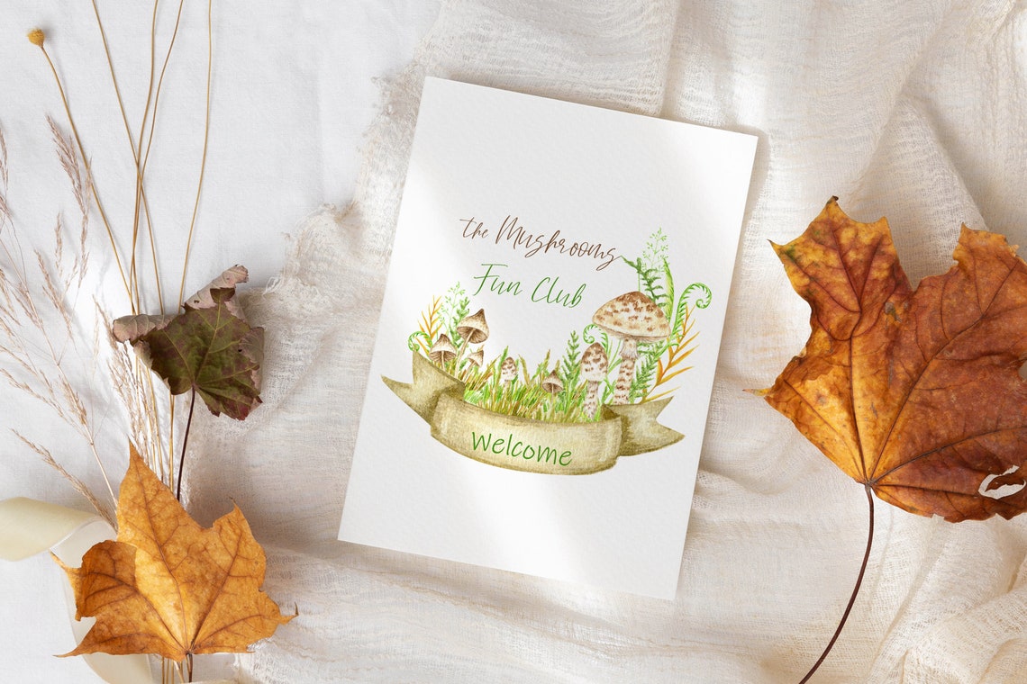 Mushrooms Watercolor Clipart Fall Forest Fungus Autumn Clip - Etsy