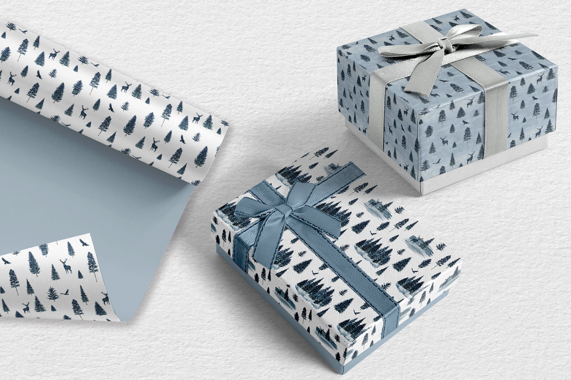 Winter Digital Paper Pack, Watercolor Wild Forest & Mountains Landscape ...