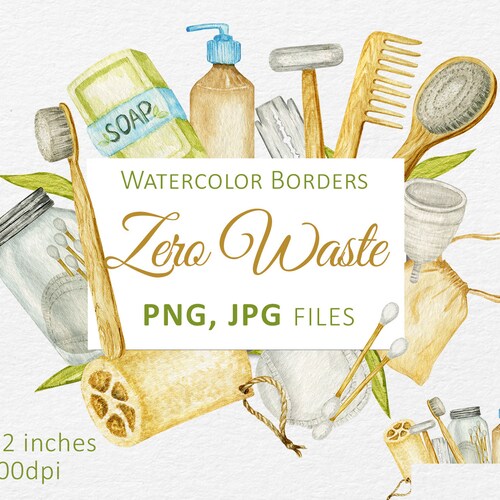 Zero Waste Clipart Set Eco-friendly Logo Sustainable - Etsy