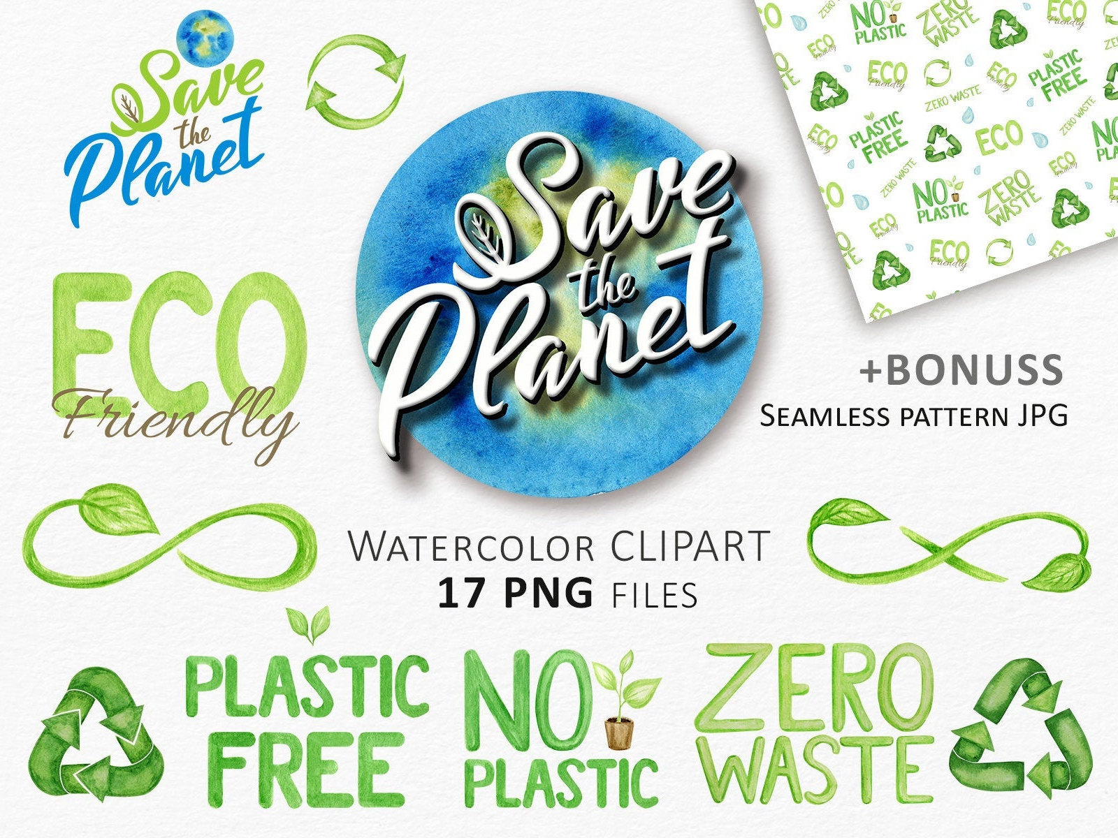 Reduce Reuse Recycle Signs Clipart. Zero Waste, Save the Earth, Eco ...
