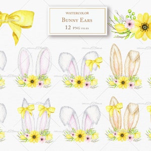 Easter Bunny Ears Clipart, Watercolor Spring Holyday Rabbit Ears With ...