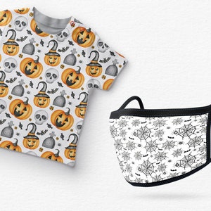 Watercolor Digital Paper With Halloween Sign Pumpkins, Witch Hat, Candy ...