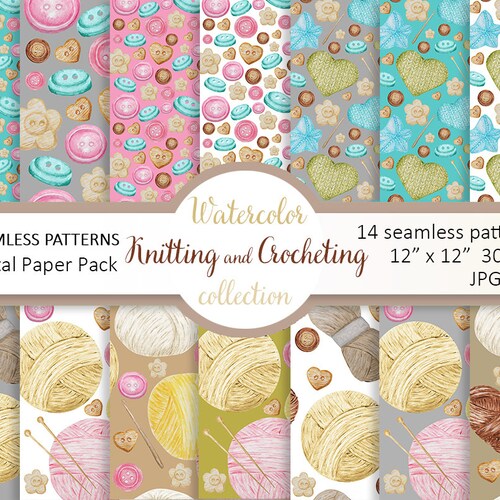 Knitting Seamless Digital Paper Pack Crocheting Seamless - Etsy