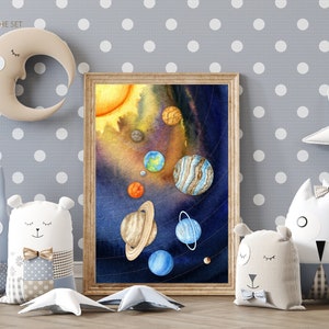 Solar System Planets Clipart, Watercolor Outer Space Galaxy Clip Art ...