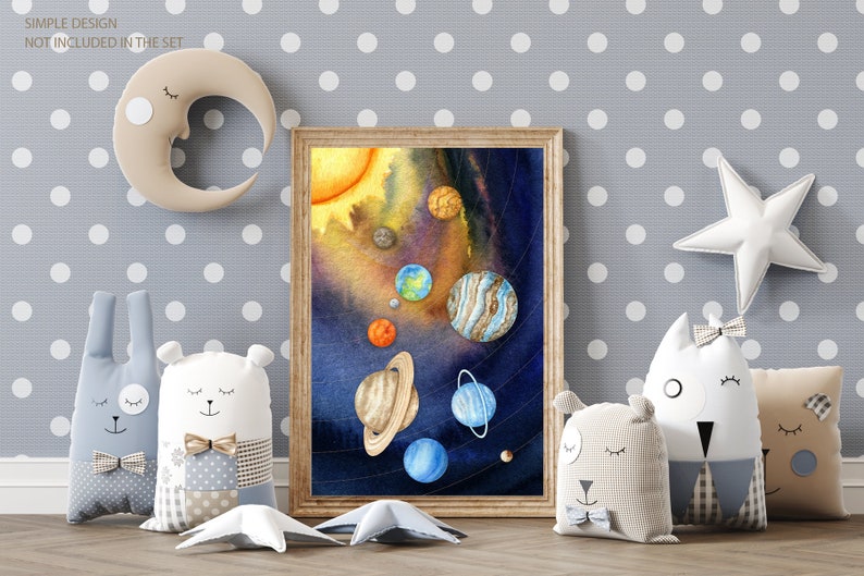 Solar System Planets Clipart Watercolor Outer Space Galaxy - Etsy Canada