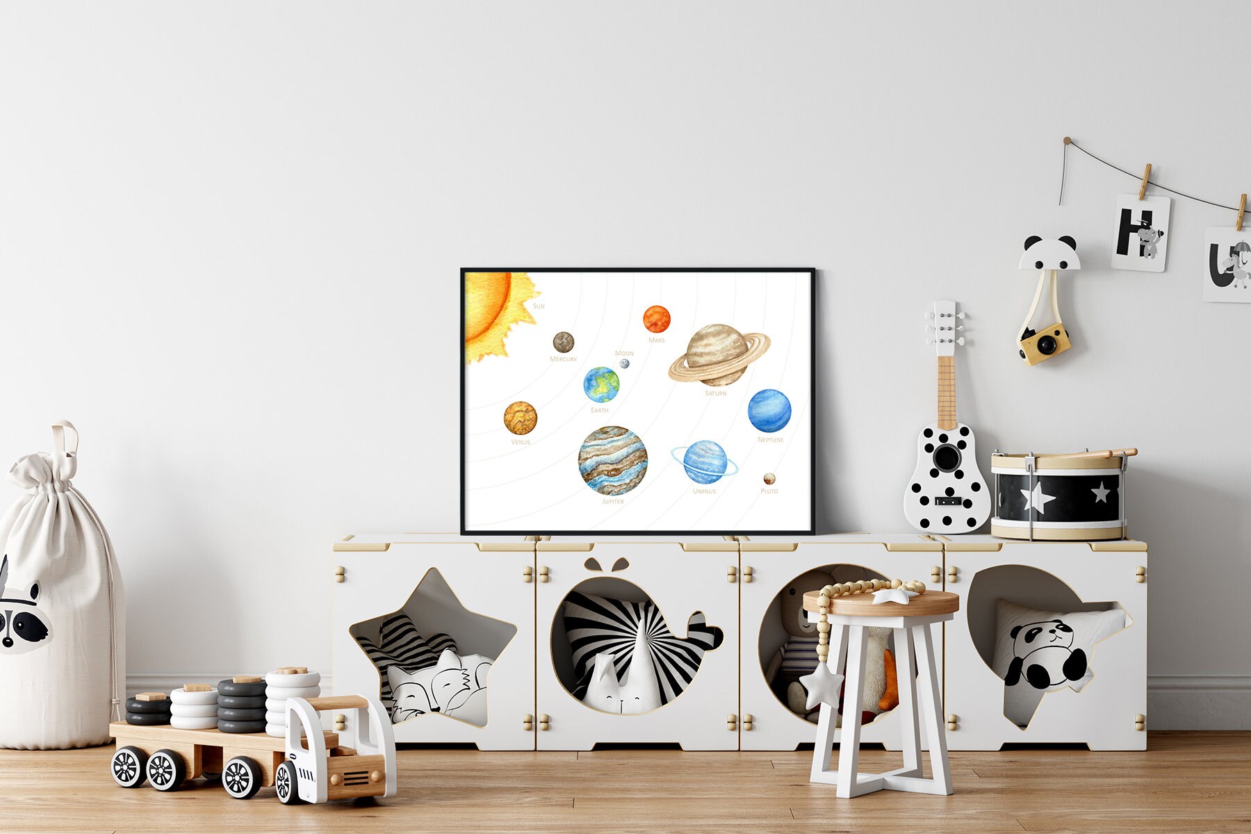 Solar System Poster Outer Space Wall Art Print Watercolor - Etsy