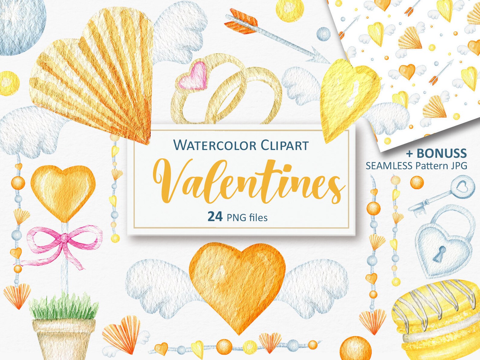 Valentines Day Watercolor Clipart Bundle, Love Stickers, Valentine's ...