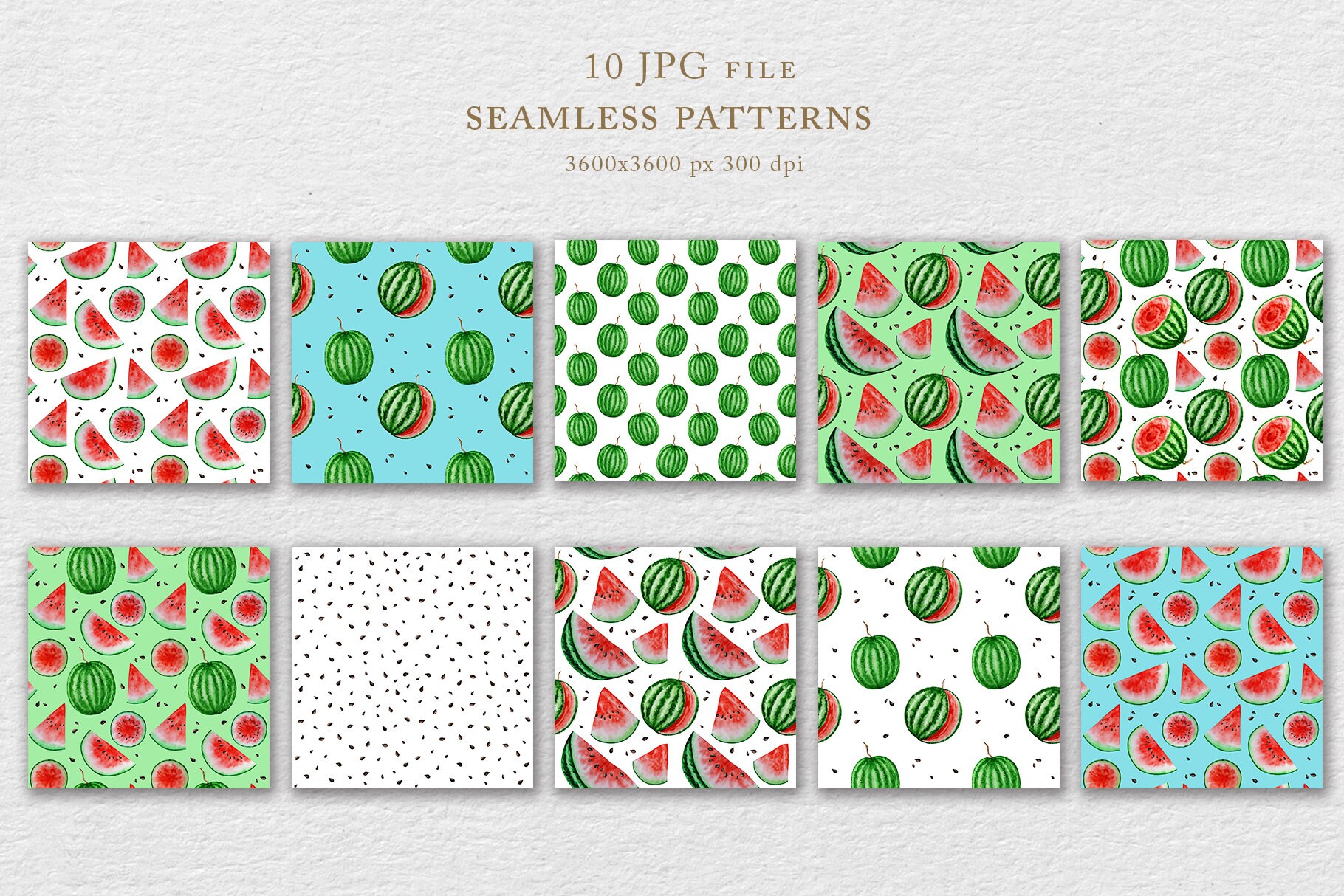 Watercolor Watermelon Digital Paper Pack, Summer Tropical Fruit ...