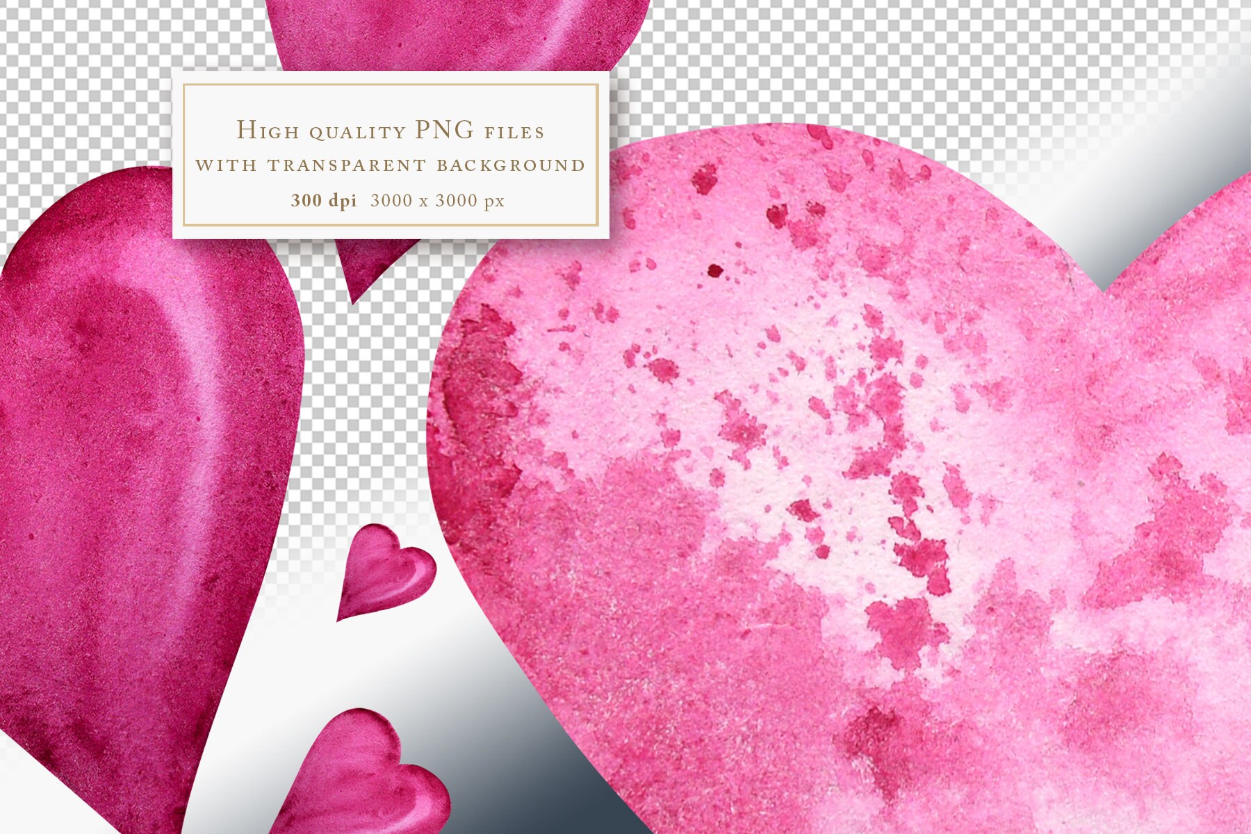 Watercolor Love Hearts PNG Clipart Bundle, Valentines Day Romantic ...