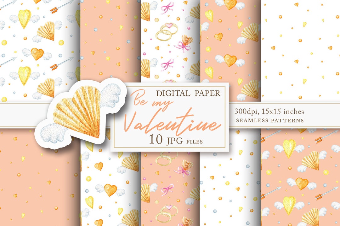 Watercolor Hearts Digital Paper: Valentine's Day Seamless Patterns ...
