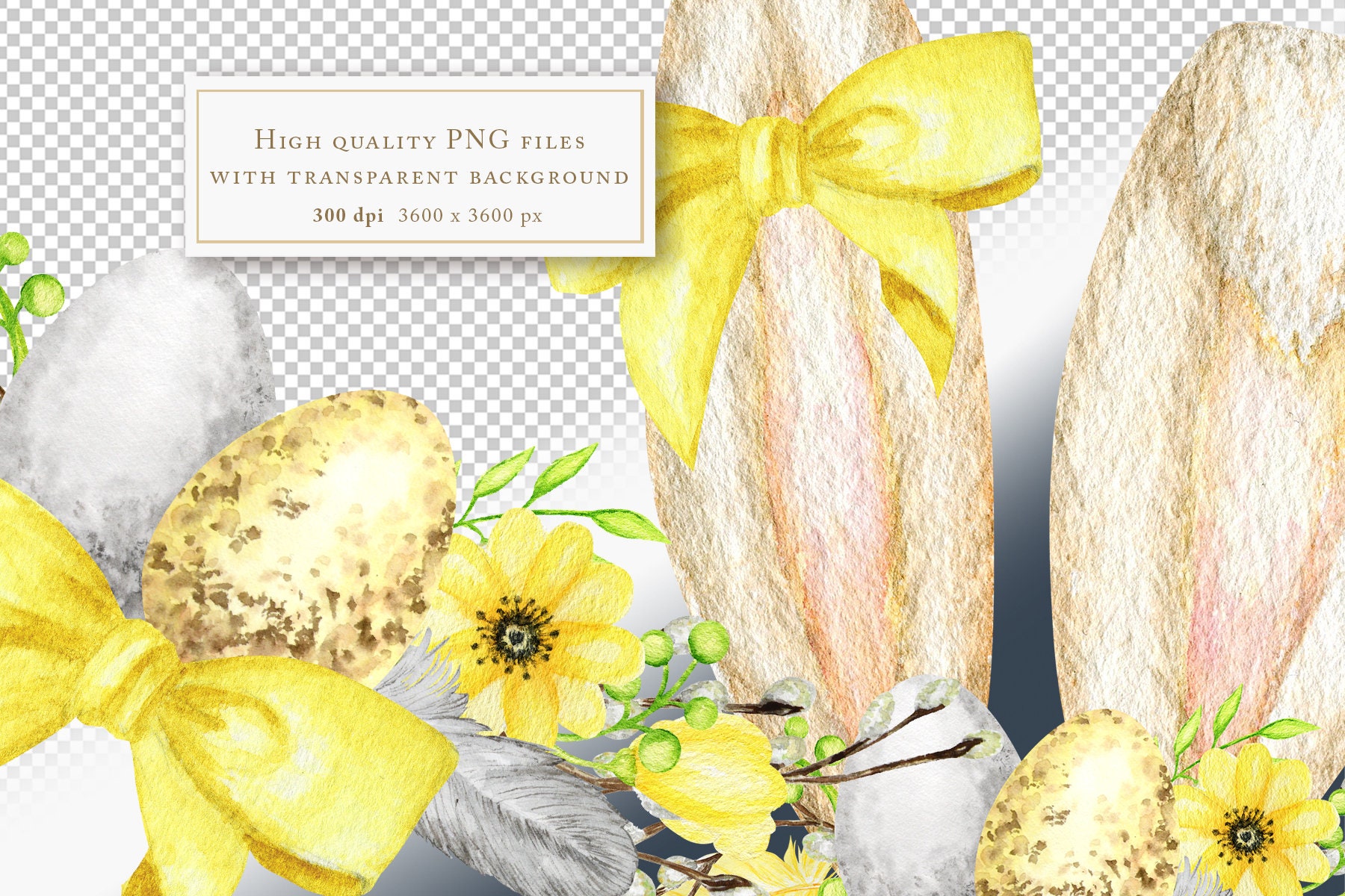 Easter Bunny Ears Clipart, Watercolor Spring Holyday Rabbit Ears With ...