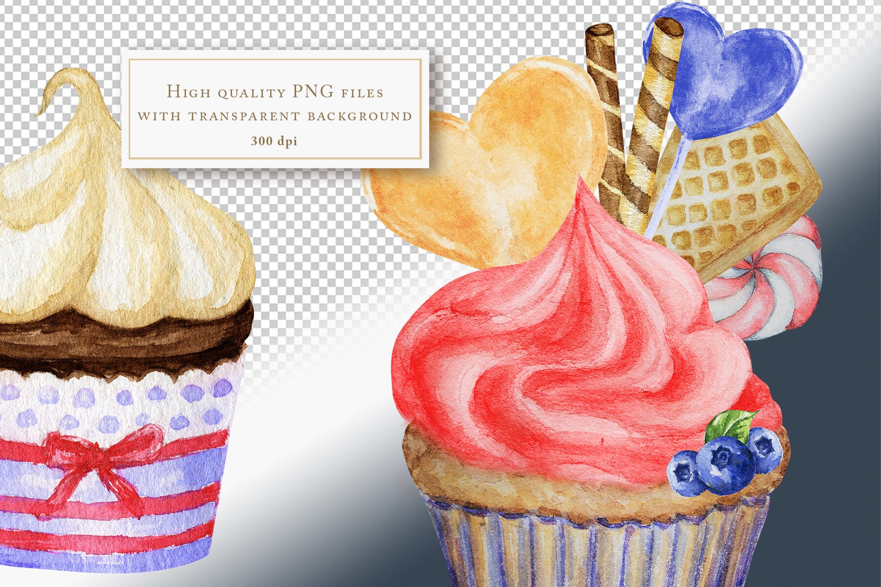 Sweet Cupcakes Watercolor Clipart, Beking Logo Design, Home Bakery Shop ...